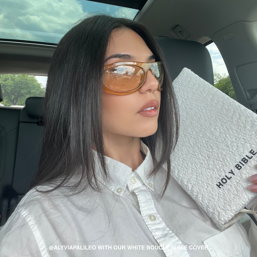 WHITE BOUCLÉ BIBLE COVER – KAINOS STUDIOS